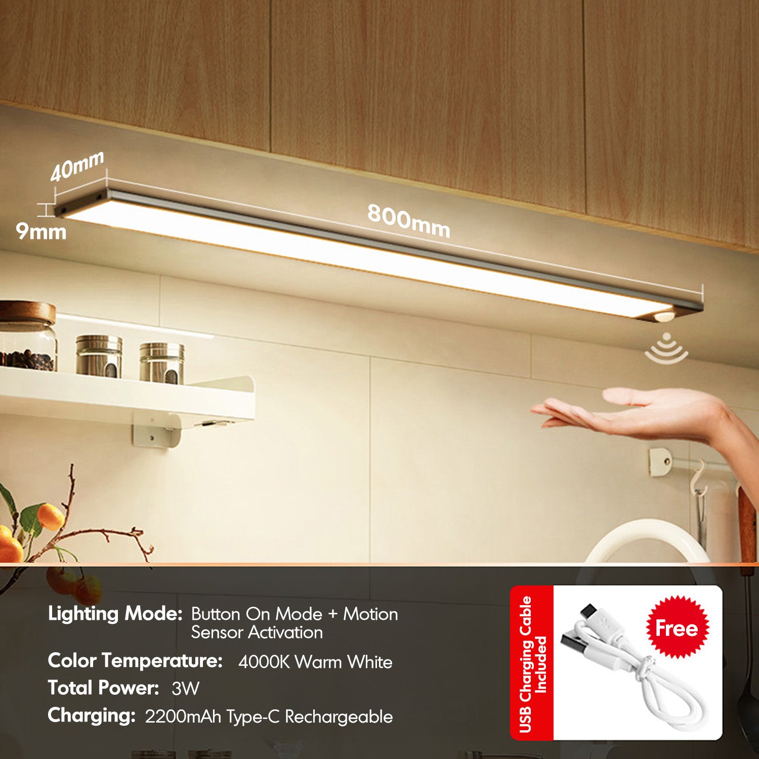Aluminium Wireless Sensor LED Light Bar – LOFT HOME
