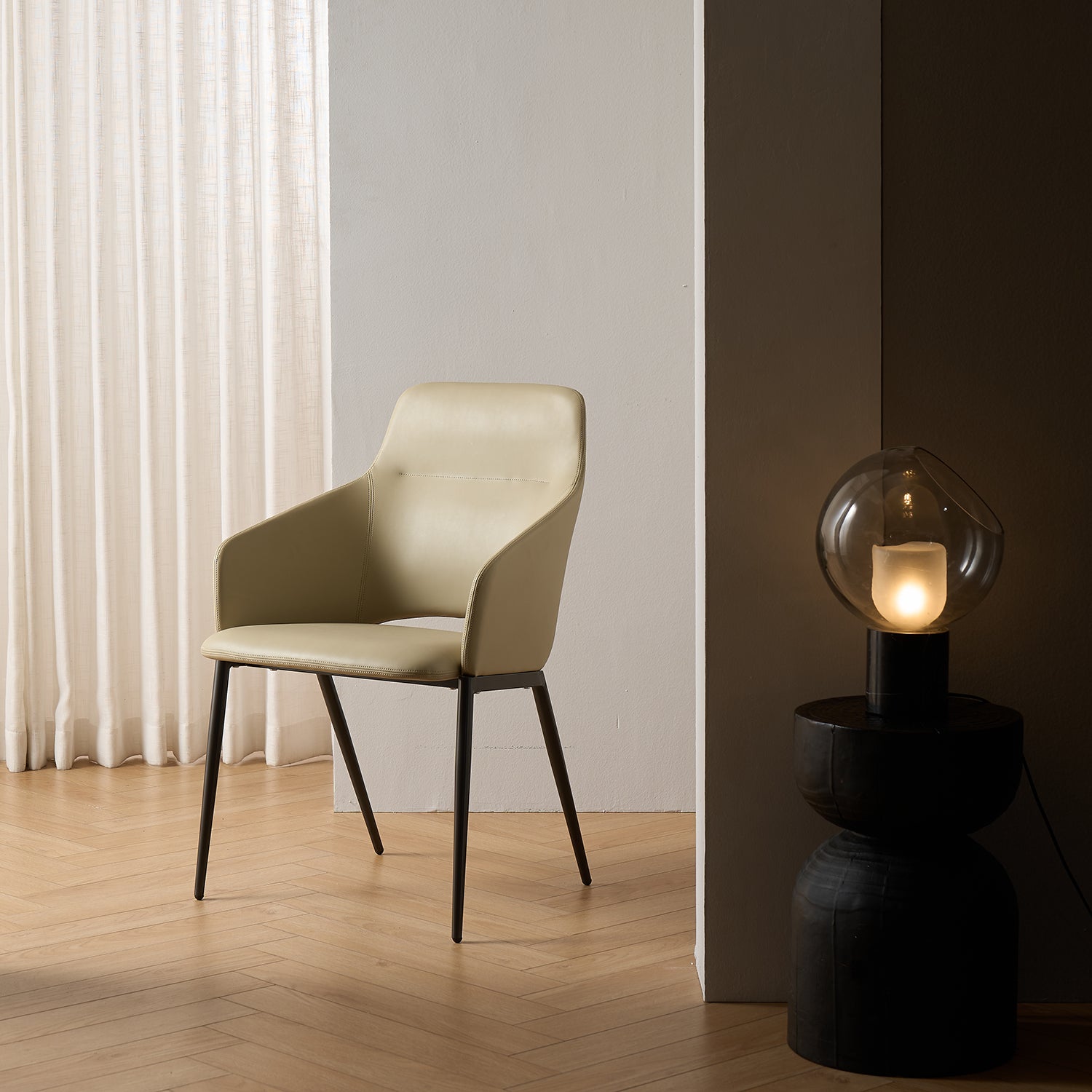 Modern Fabric And Leather Dining Chair METAL MAN N17 – LOFT HOME