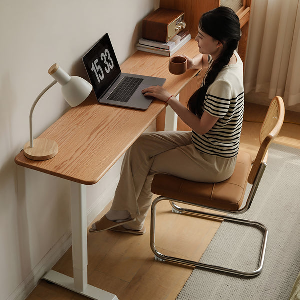 Scandinavian Oak Wood Electric Height Adjustable Slim Study Table SLIM ...