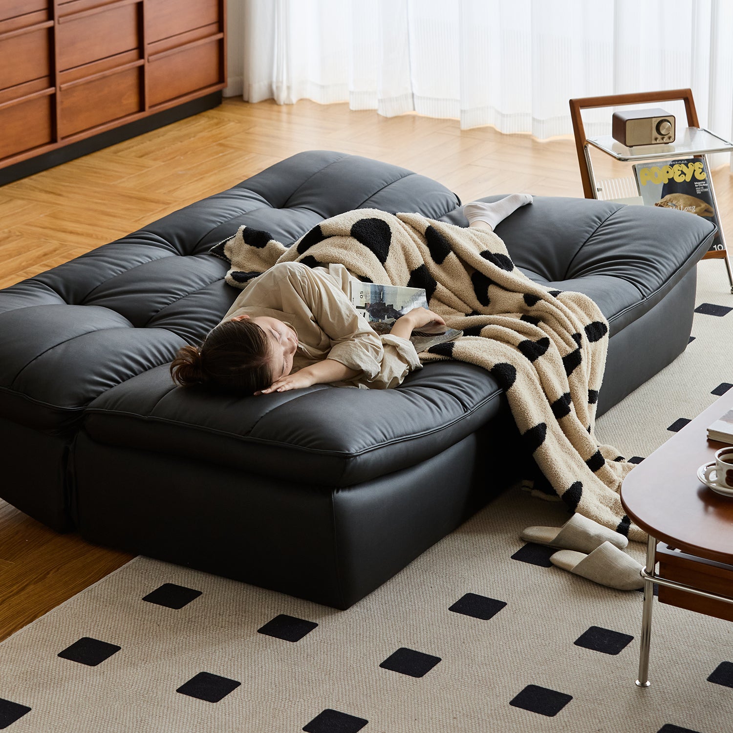 Vintage Microfiber Leather 3 Seater Sofa Bed LIE FLAT – LOFT HOME