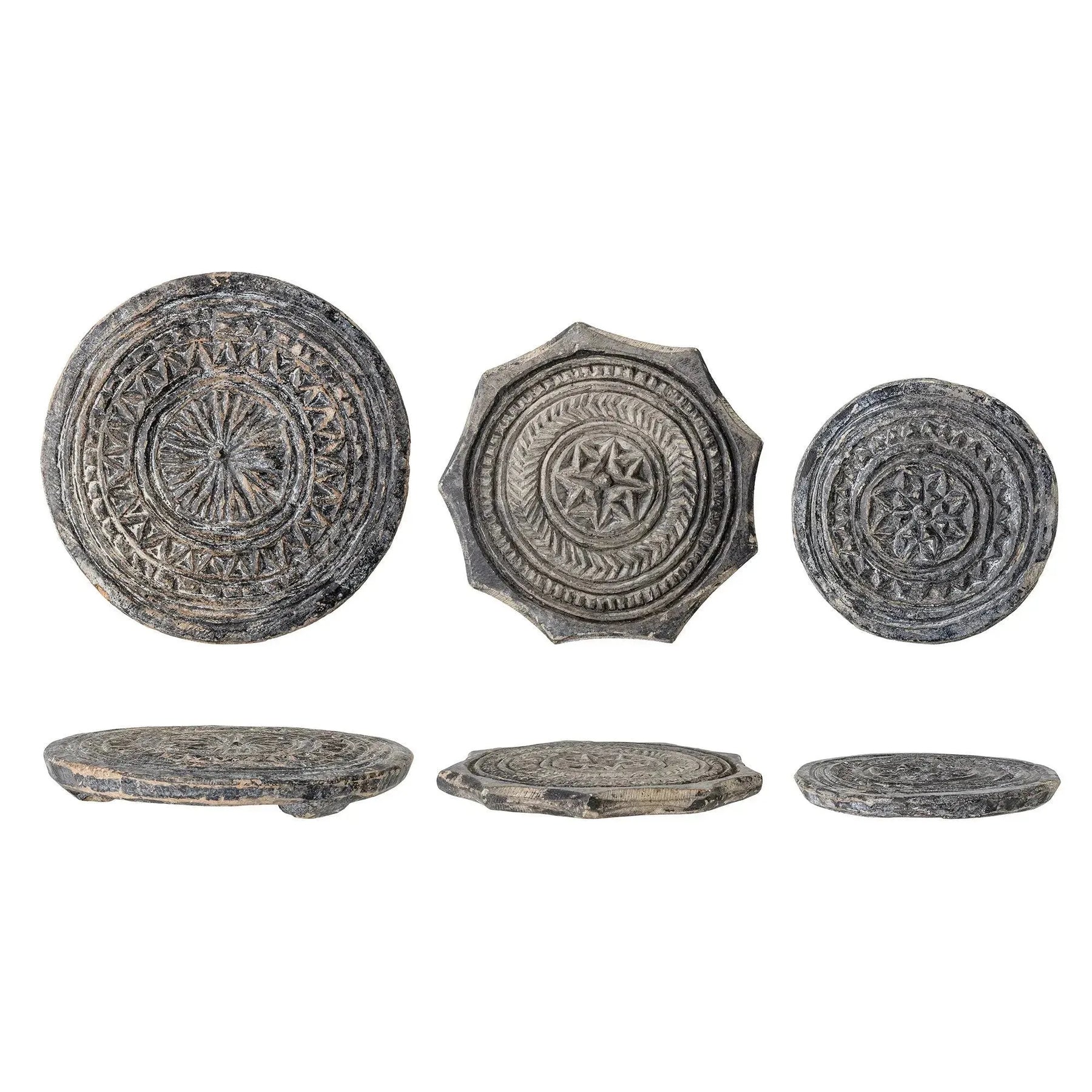 Carved Stone Biscuit Mould with Whitewashed Finish Decor – LOFT HOME