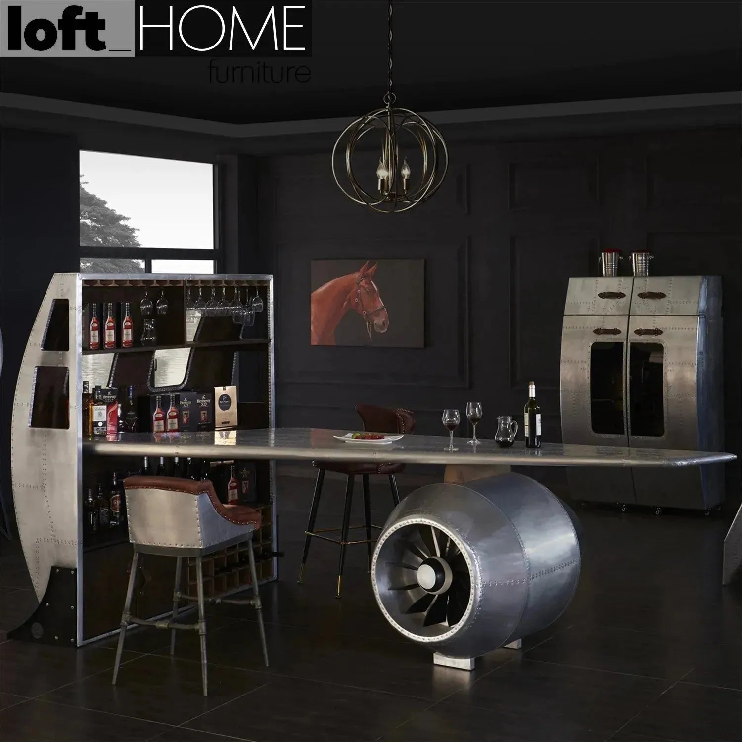 Industrial Aluminium Bar Table AIRCRAFT – LOFT HOME