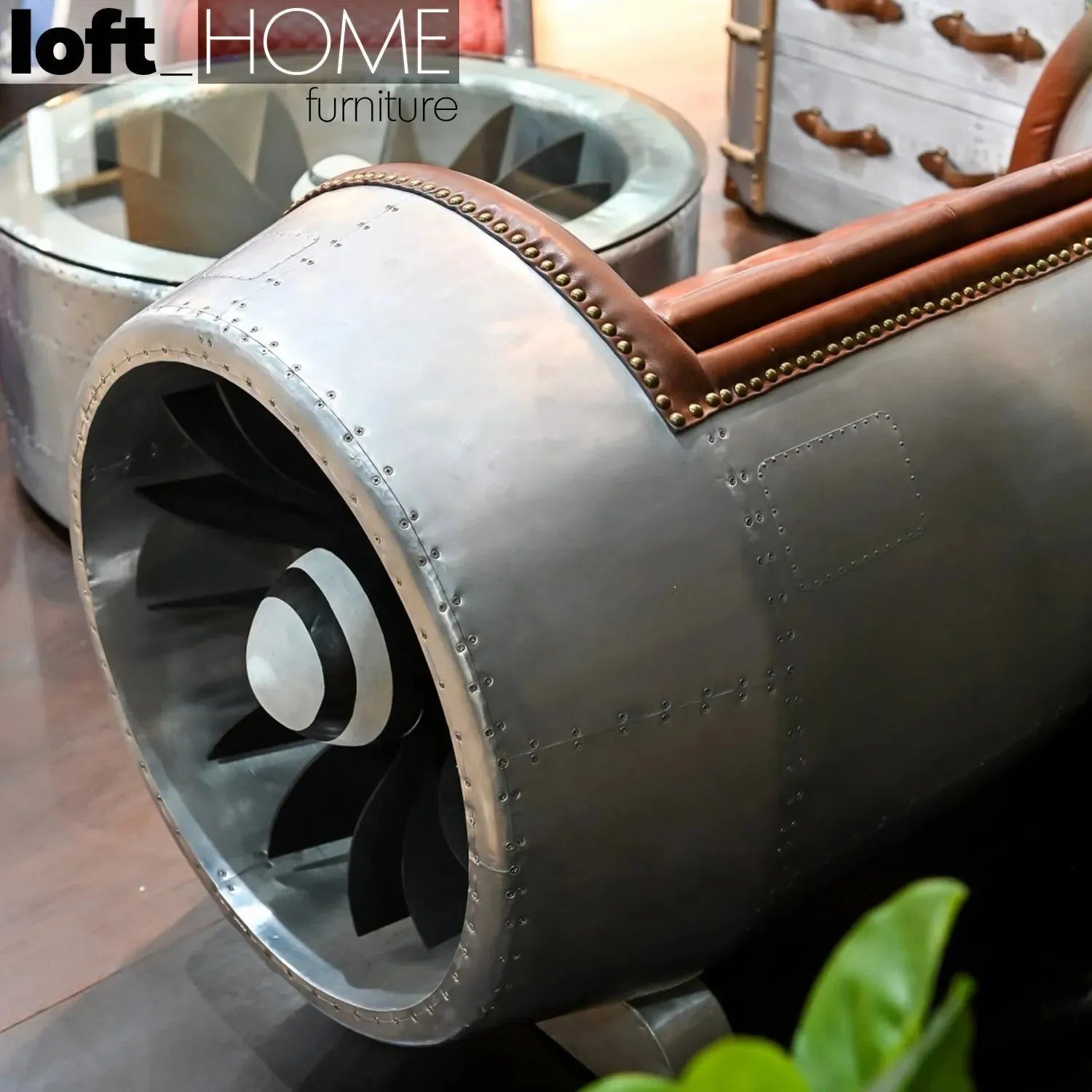 Industrial Aluminium Genuine Leather 2 Seater Sofa ENGINE – LOFT HOME
