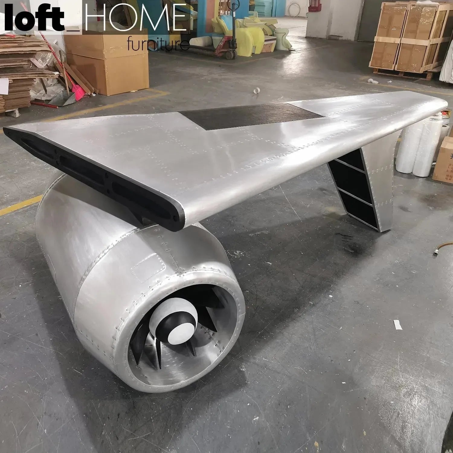 Industrial Aluminium Study Table AIRCRAFT ENGINE – LOFT HOME