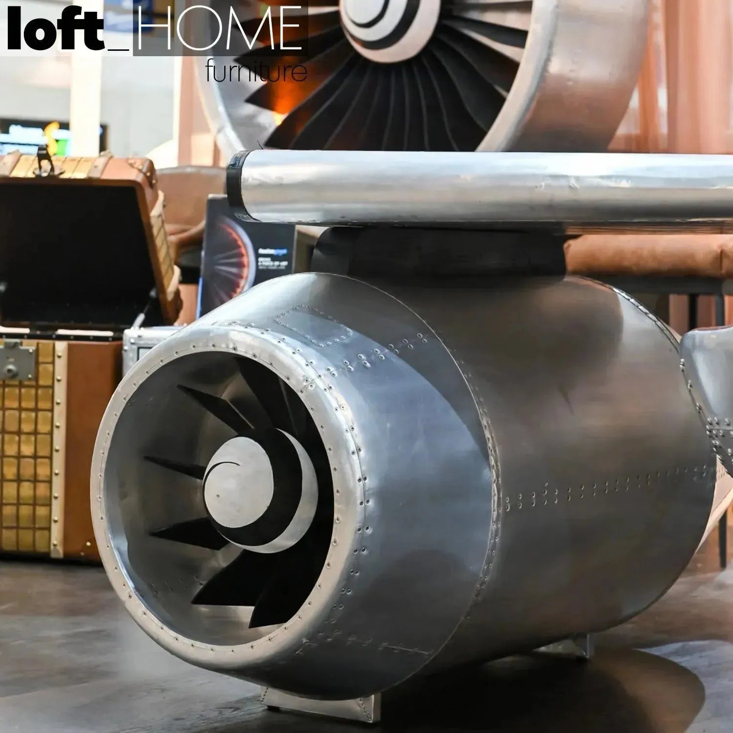 Industrial Aluminium Study Table AIRCRAFT ENGINE – LOFT HOME
