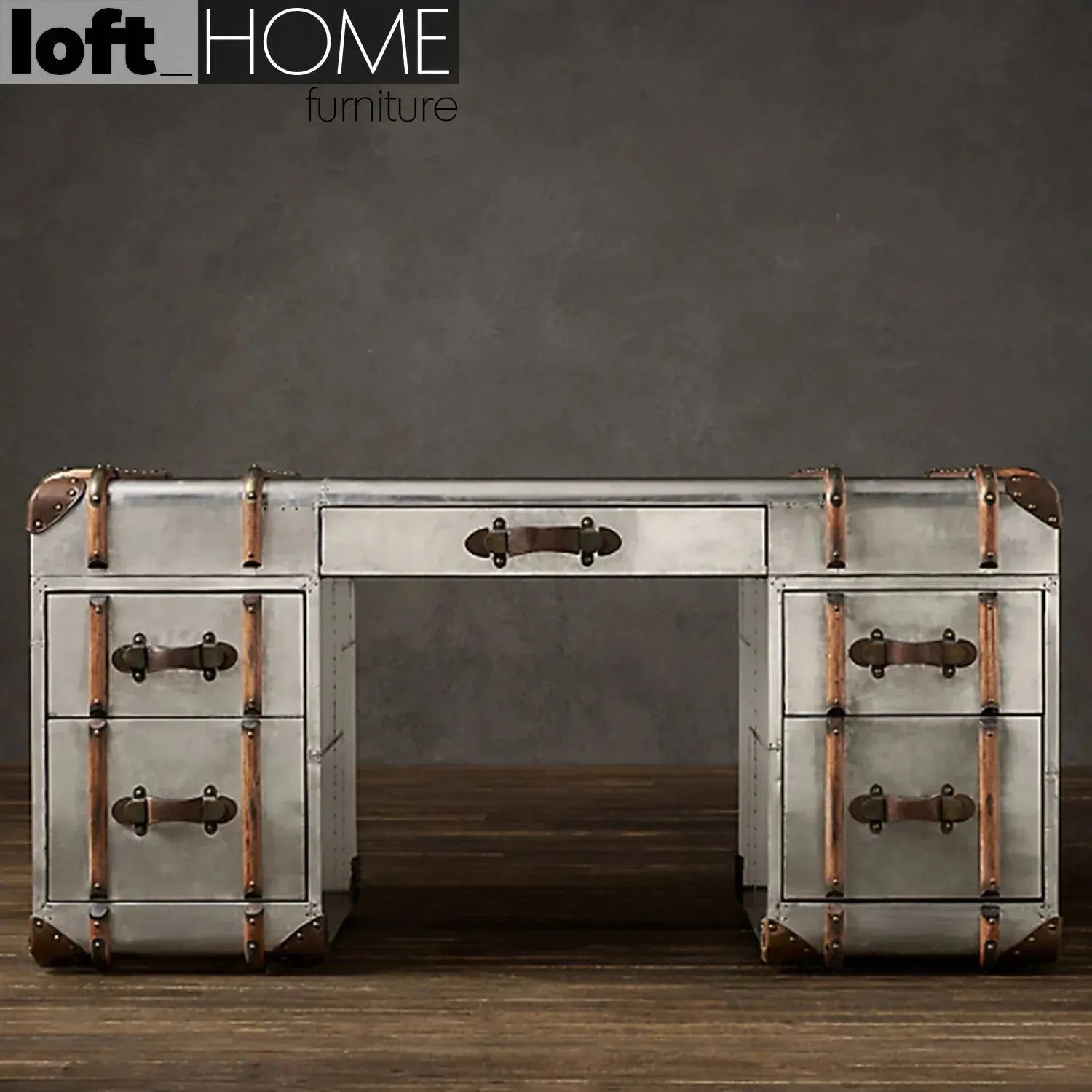 Industrial Aluminium Study Table RICHARDS TRUNK – LOFT HOME