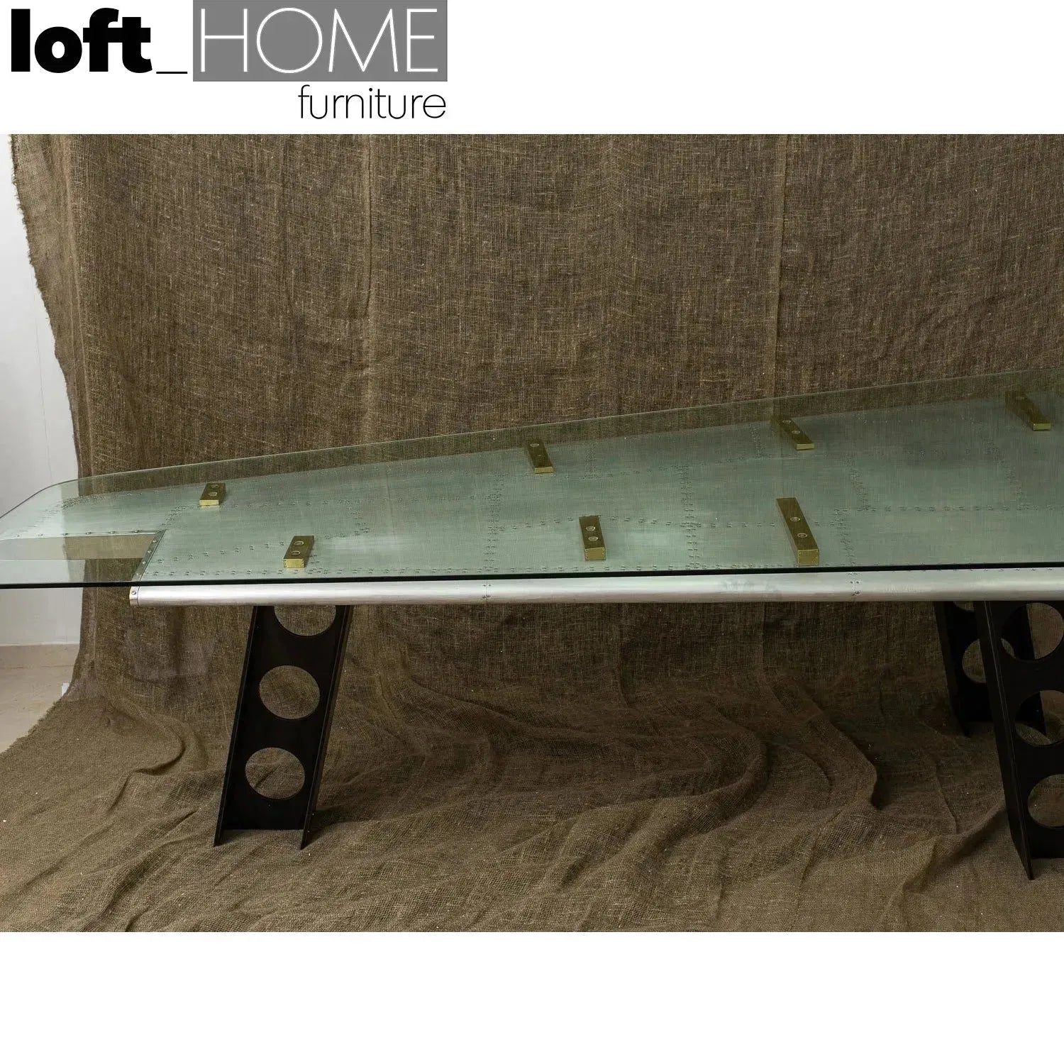 Industrial Aluminium Tempered Glass Study Table SKYWAY – LOFT HOME