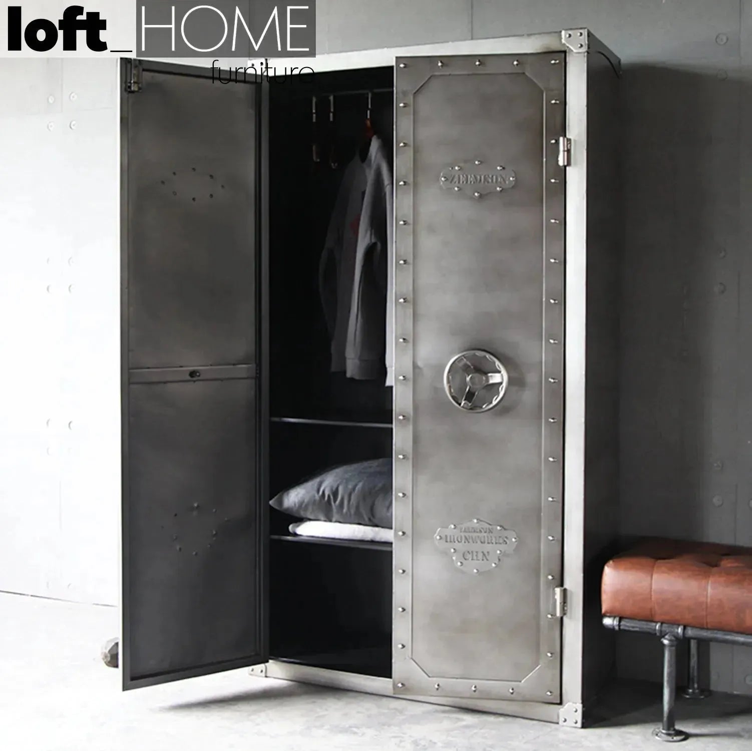 Industrial Metal Wardrobe HATCH WHEEL DOUBLE – LOFT HOME