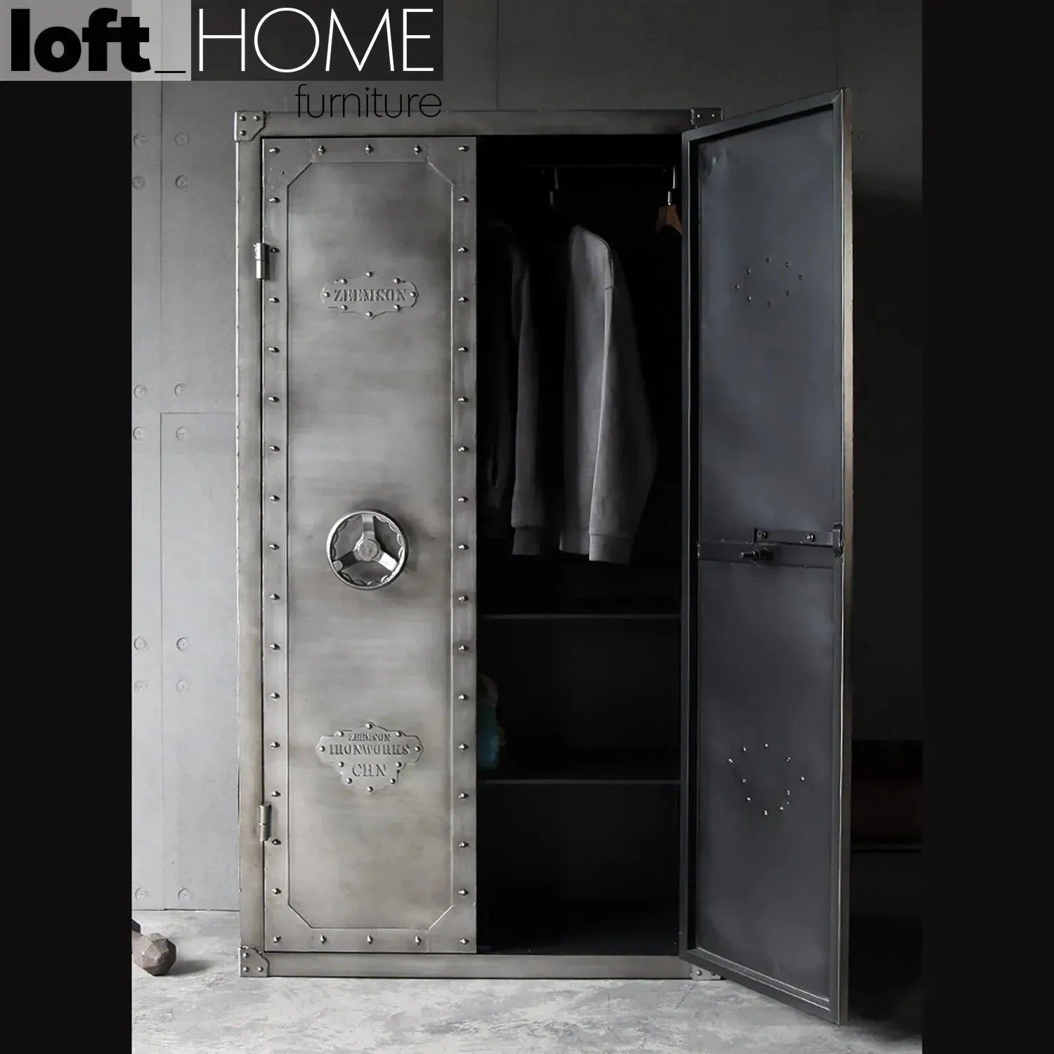 Industrial Metal Wardrobe HATCH WHEEL DOUBLE – LOFT HOME