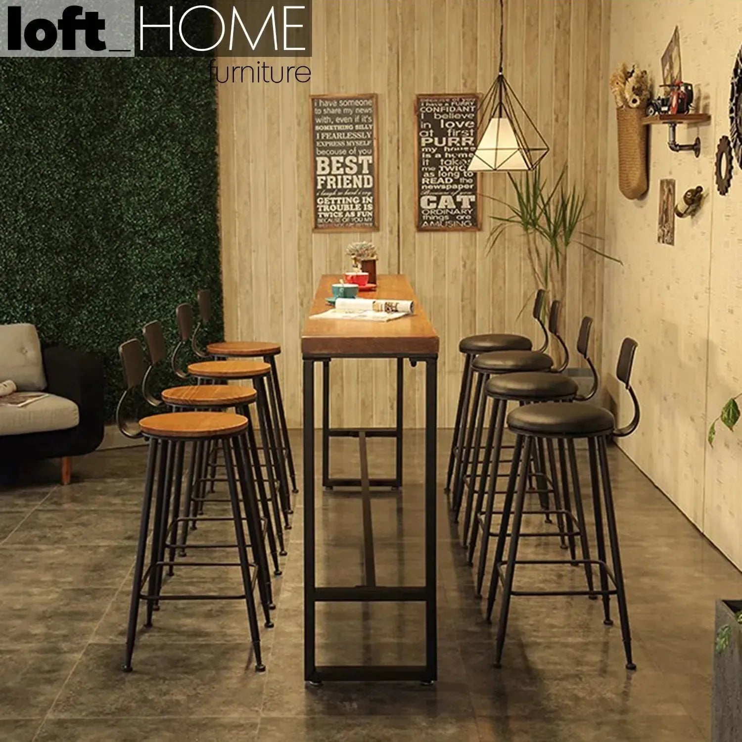 Industrial Pine Wood Bar Table STARBUCK – LOFT HOME
