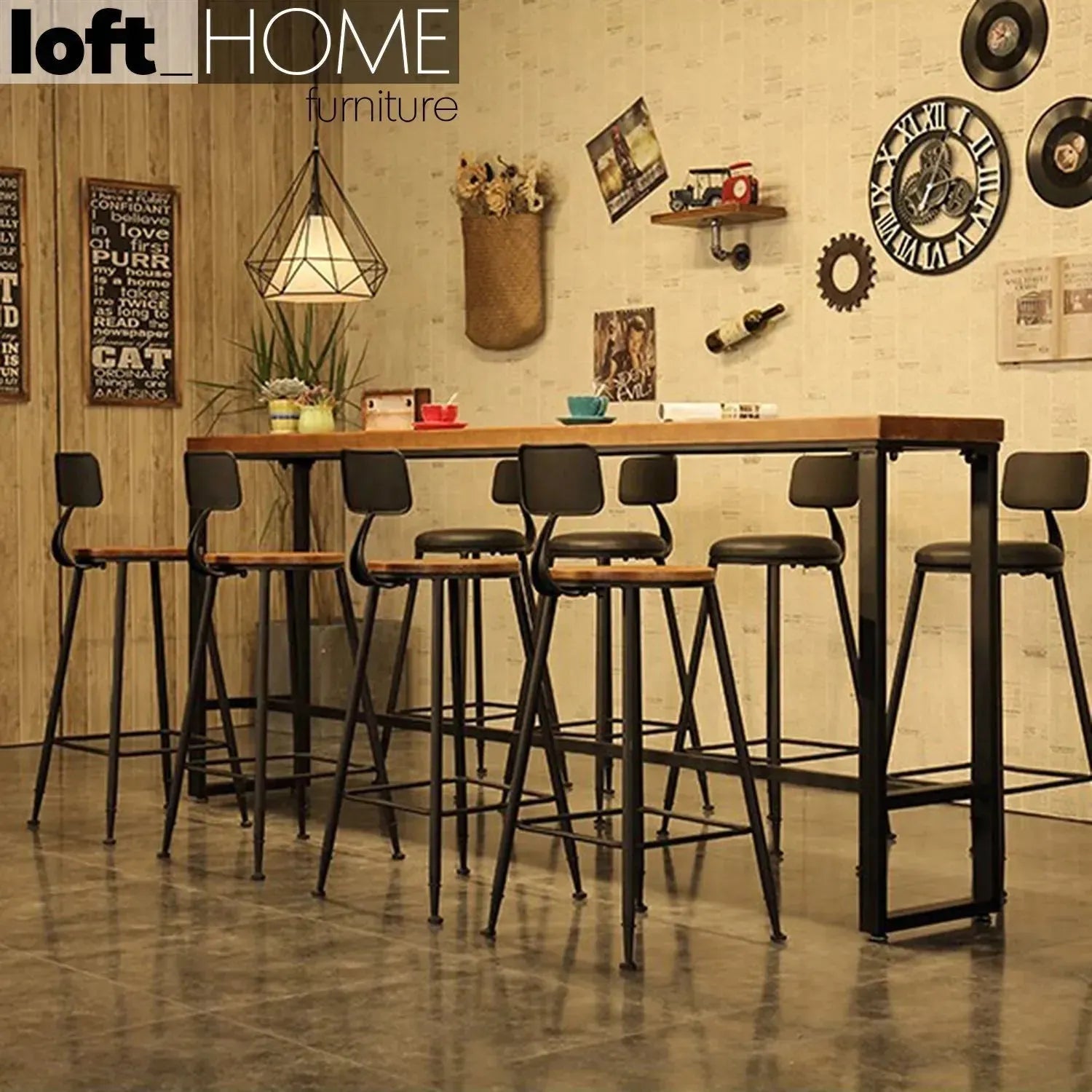 Industrial Pine Wood Bar Table STARBUCK – LOFT HOME