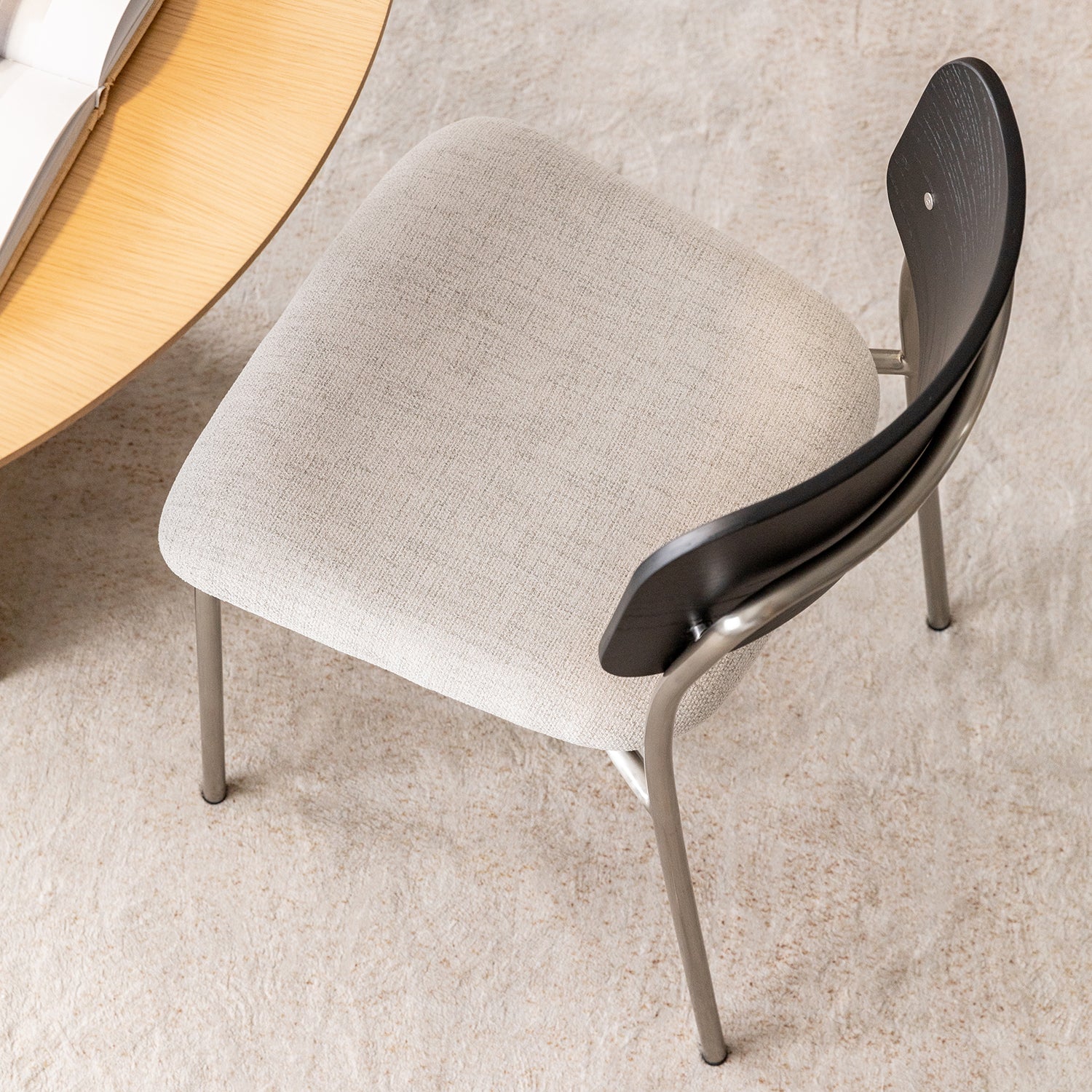 Minimalist Ash Wood Veneer Cotton Fabric Dining Chair BLACK AERI – LOFT ...