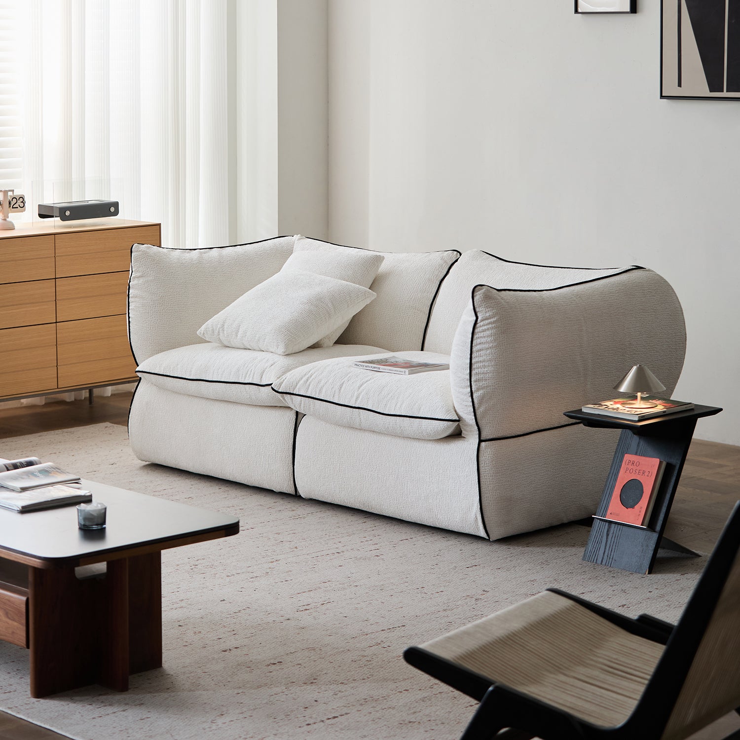 Minimalist Chenille Velvet Fabric 2 Seater Sofa CLOUD – LOFT HOME