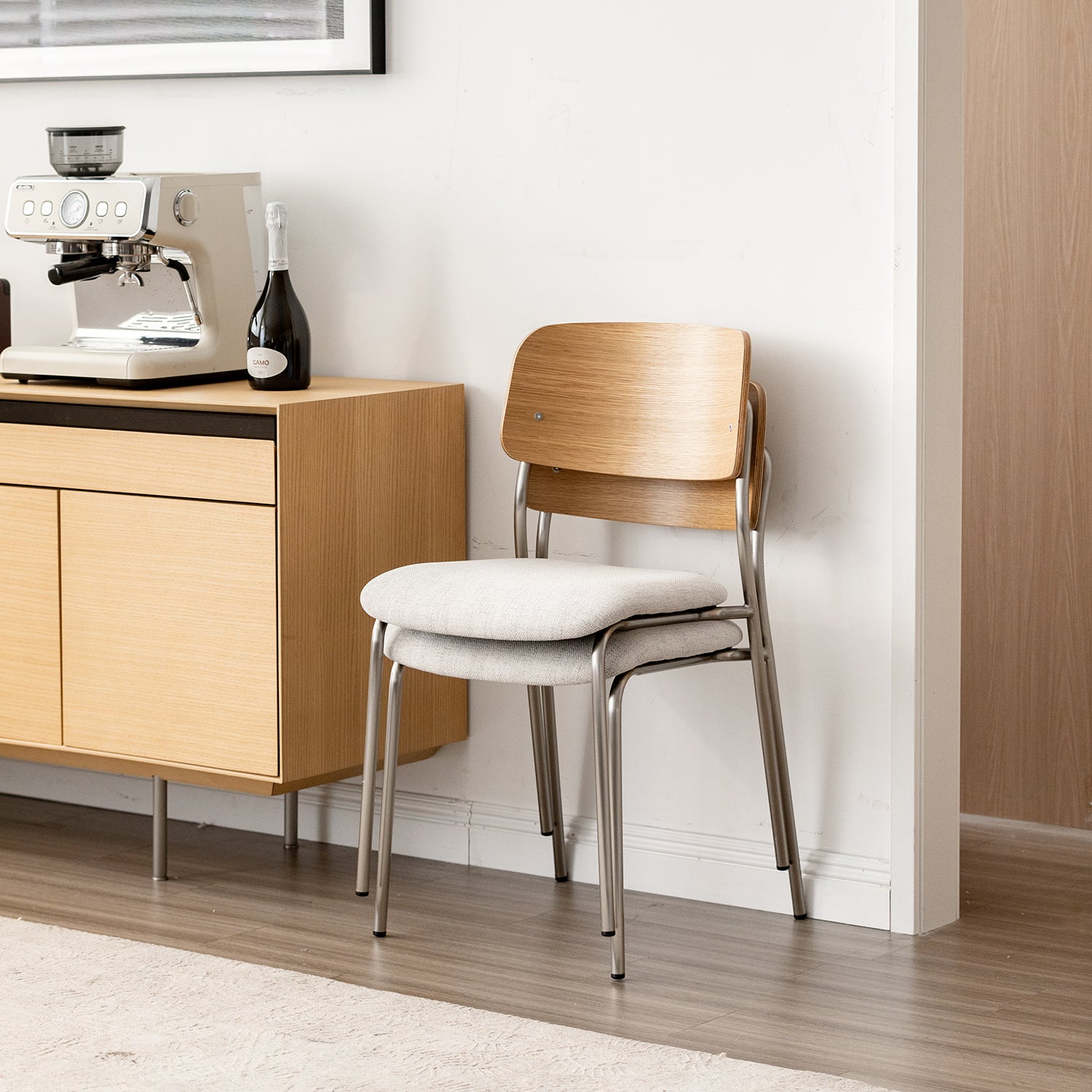 Minimalist Ash Wood Veneer Cotton Fabric Dining Chair AERI – LOFT HOME