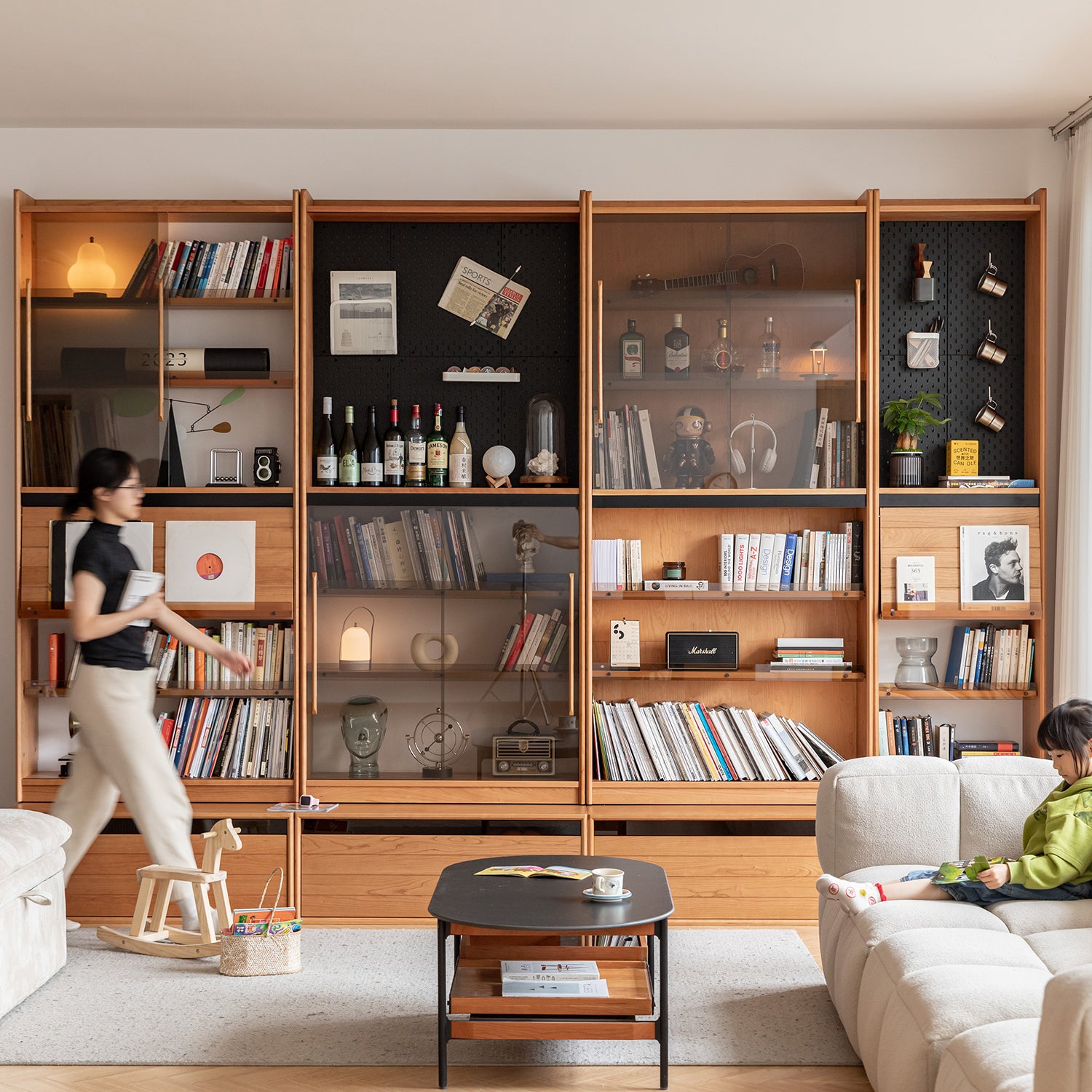 Scandinavian Cherry Wood Bookshelf STORY – LOFT HOME