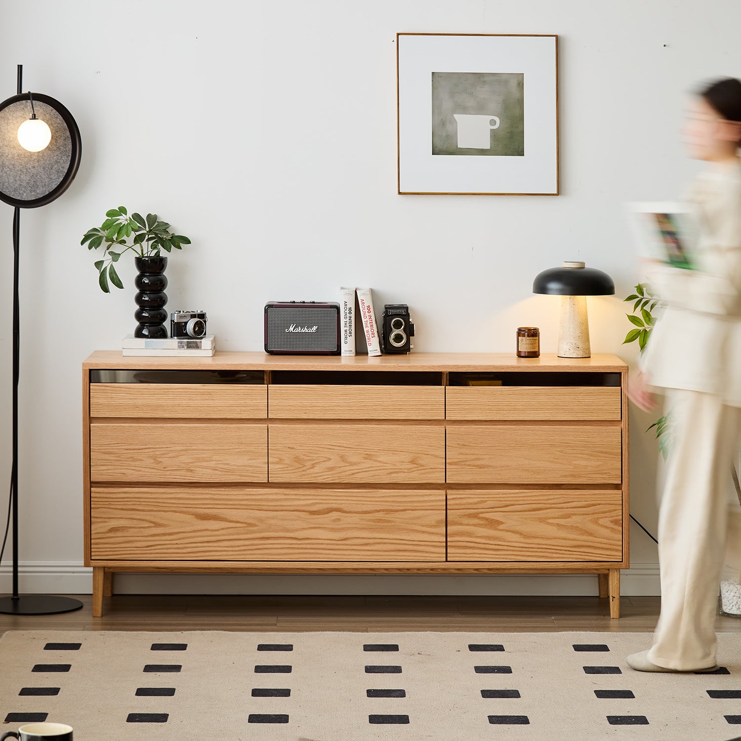 Scandinavian Oak Wood Chest Of 8 Drawers FLOATING LIGHT – LOFT HOME