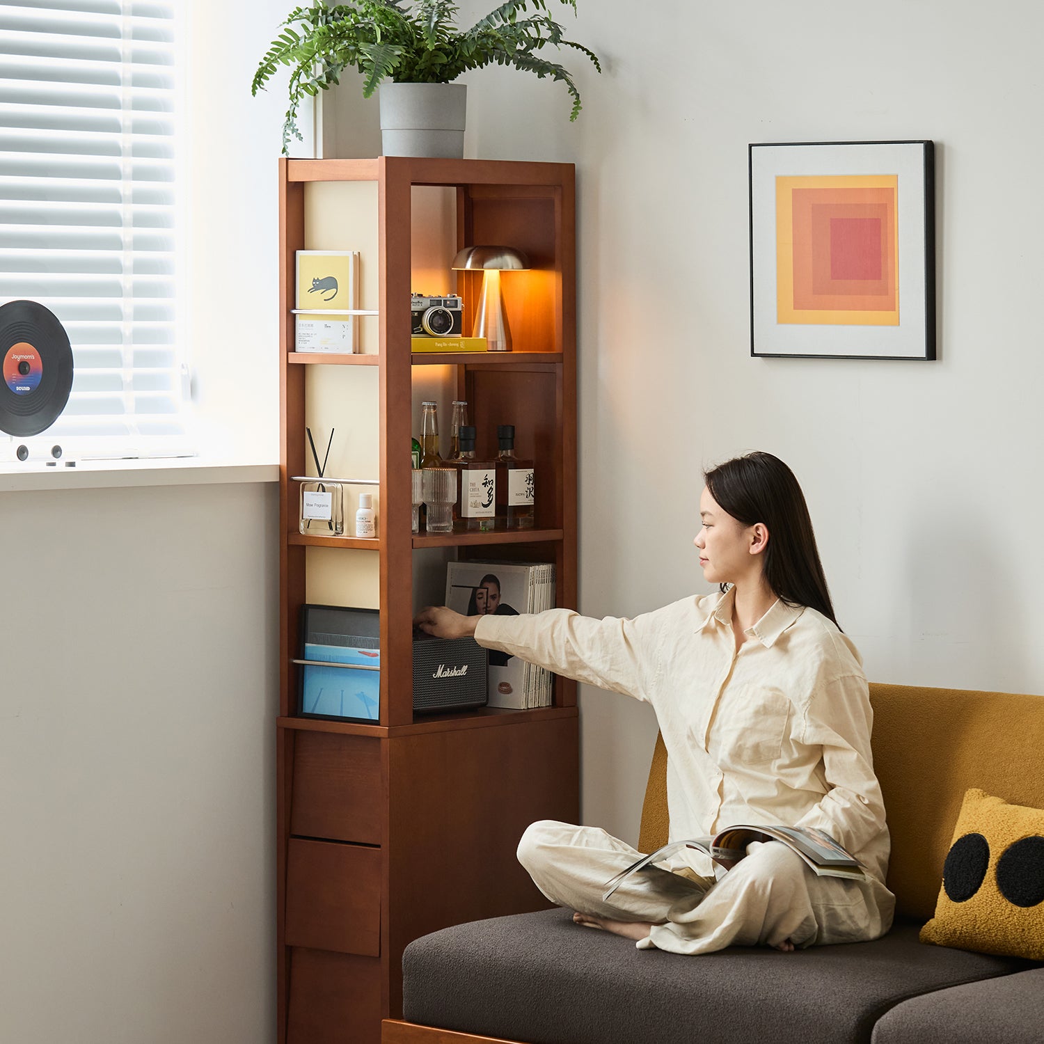 Vintage Boxwood Corner Bookshelf MIES – LOFT HOME