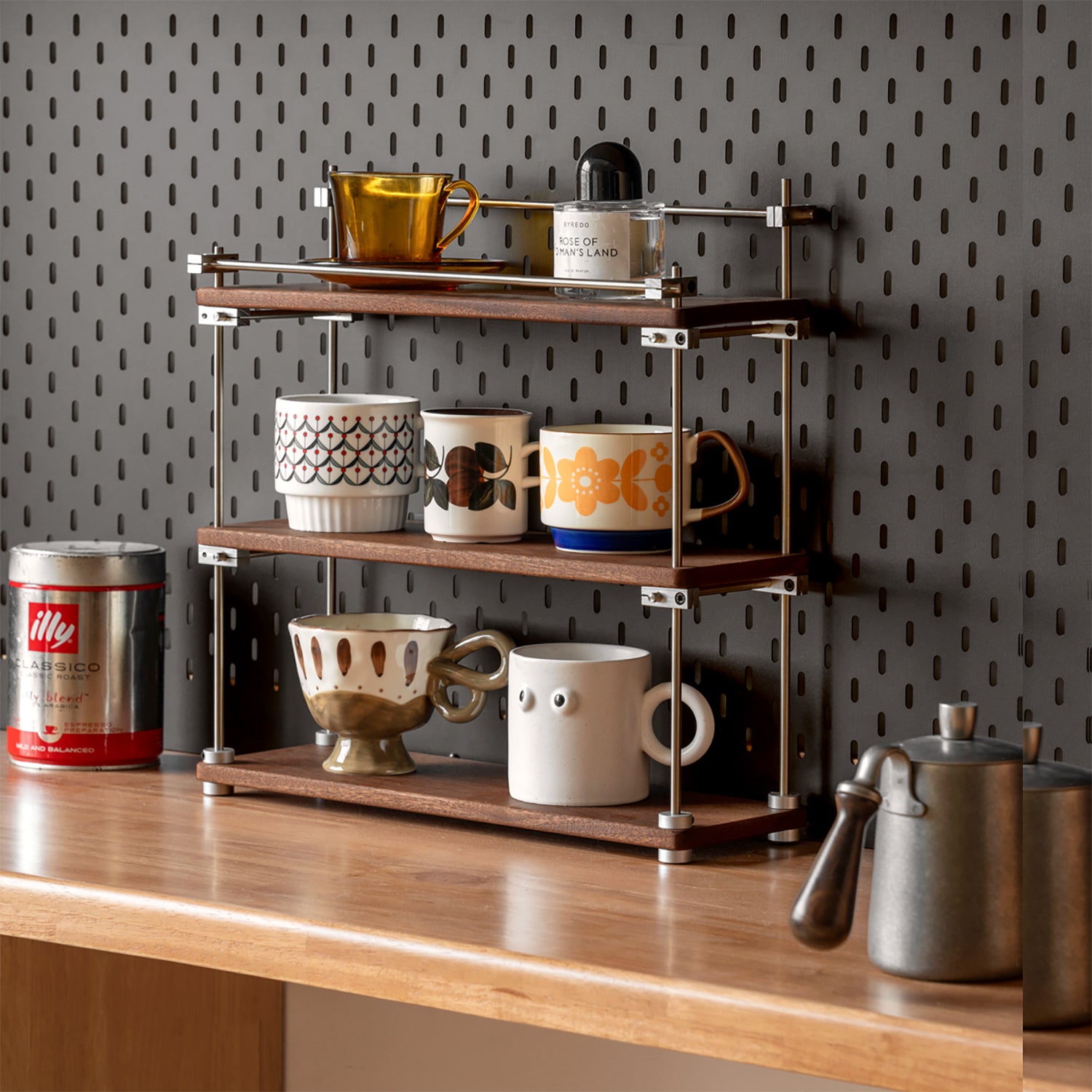 Industrial Sapele Wood Stainless Steel Shelf PACKER – LOFT HOME