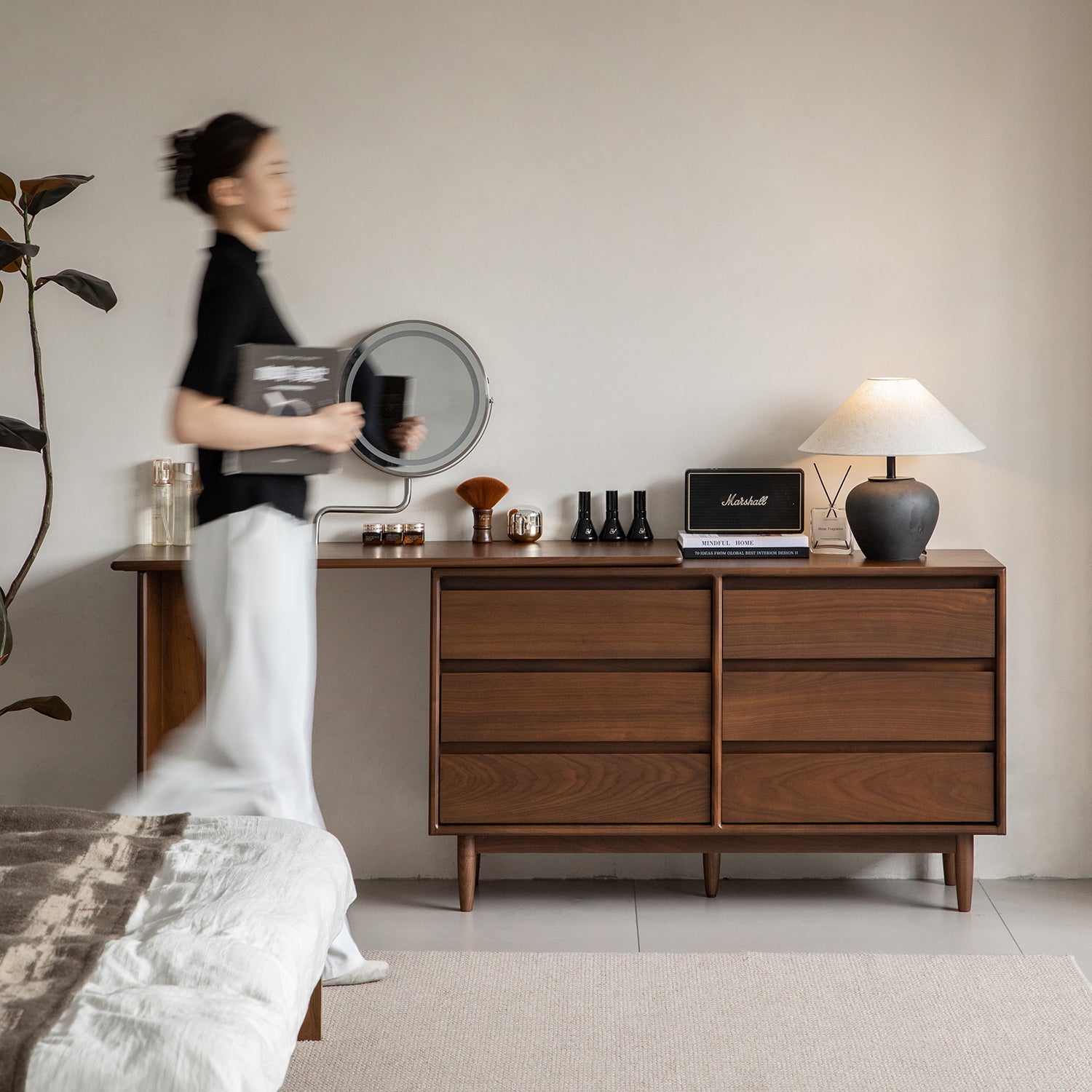Vintage Walnut Wood Dressing Table VISTA – LOFT HOME